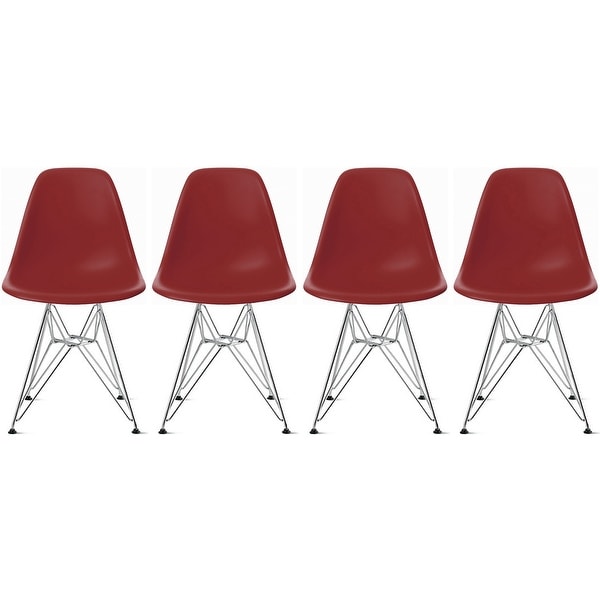 Colorful Designer Plastic Dining Chairs Kitchen Bedroom with Chrome Metal Eiffel Legs Hotel Restaurant Reception Set of 4 On Sale Bed Bath Beyond 22530005